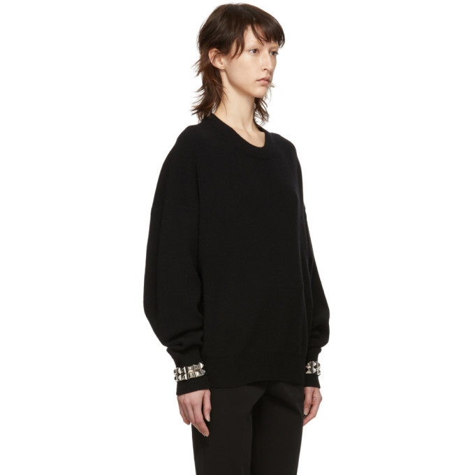 Alexander Wang Black Studded Cuff Crewneck Pullover Alexander Wang