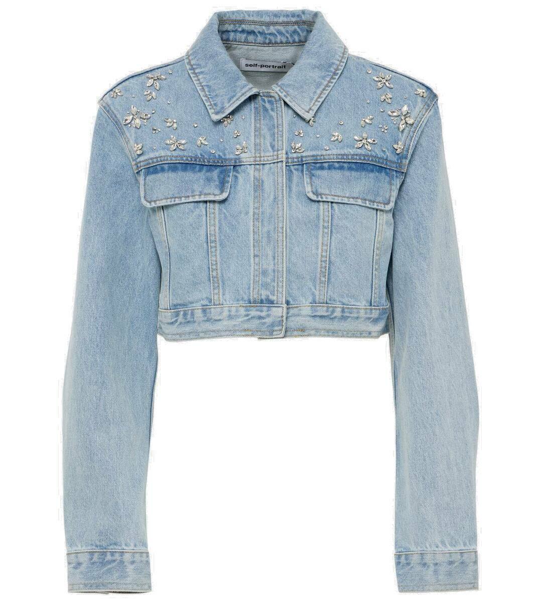 Self-Portrait Crystal-embellished denim jacket Self-Portrait
