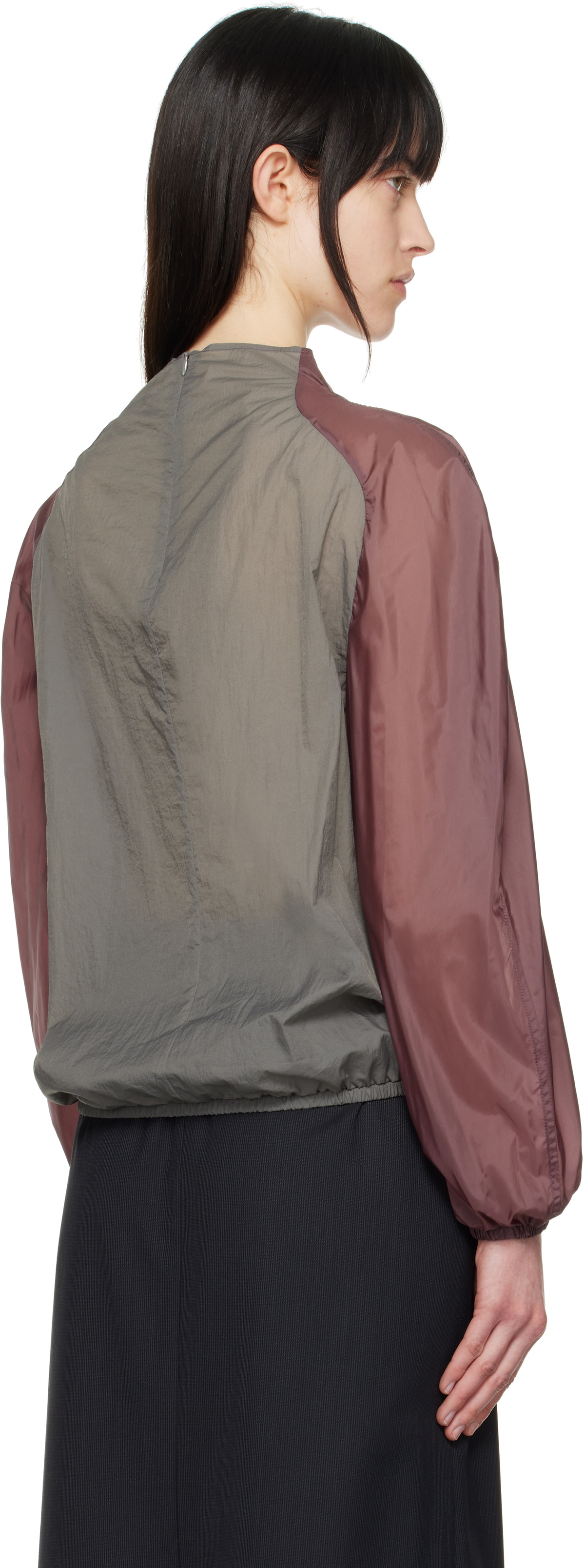 AMOMENTO Gray & Purple Sheer Nylon Two-Way Jacket AMOMENTO