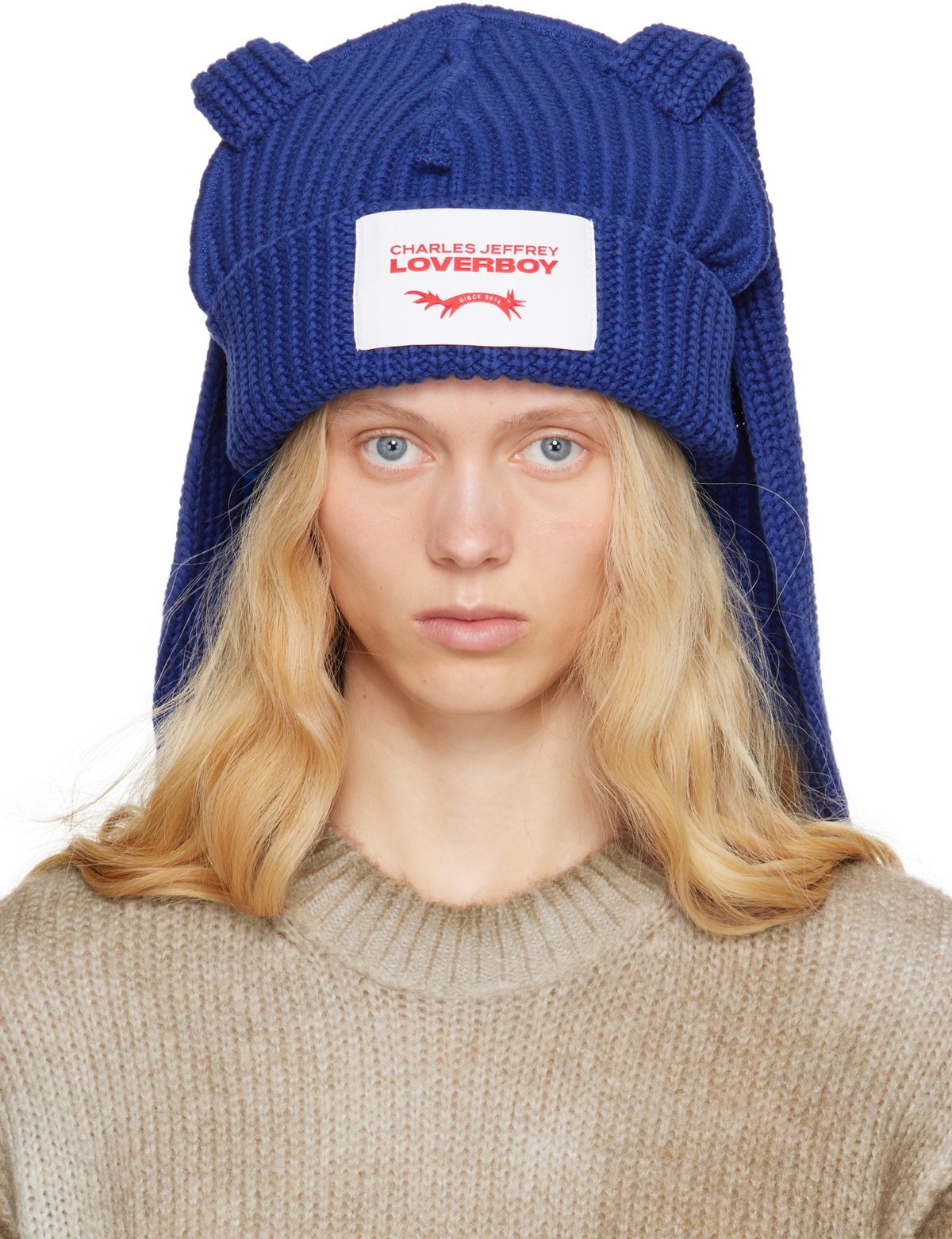 Charles Jeffrey LOVERBOY Blue Chunky Rabbit Beanie Charles Jeffrey Loverboy
