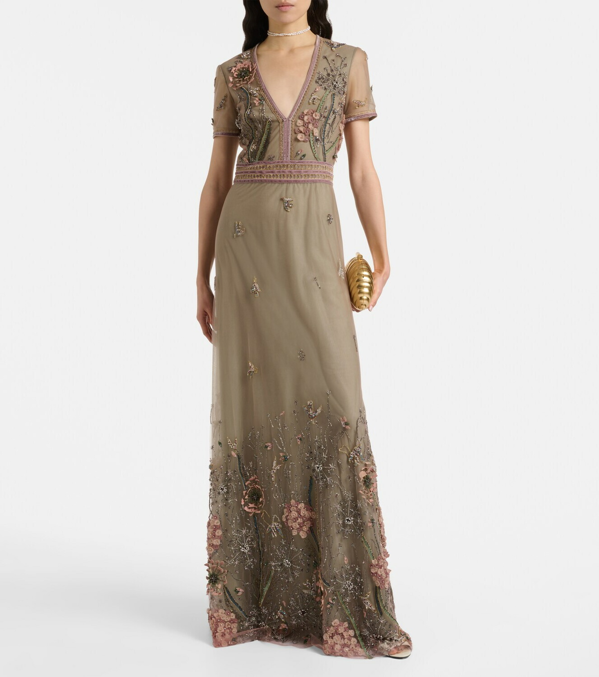 Costarellos Floral embellished gown Costarellos