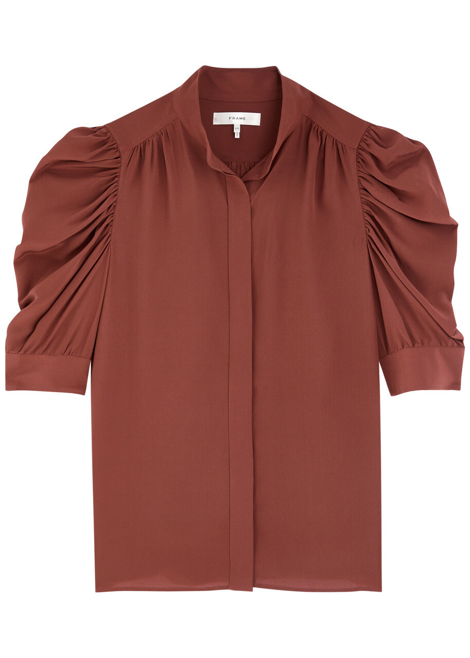 Frame Gillian Silk-chiffon Blouse Brown Frame Denim