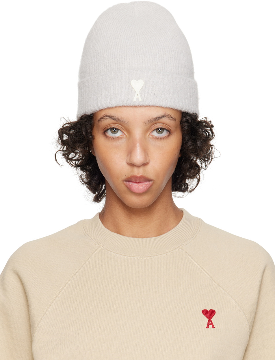 AMI Paris Gray Cloudy Ami de Cœur Beanie AMI