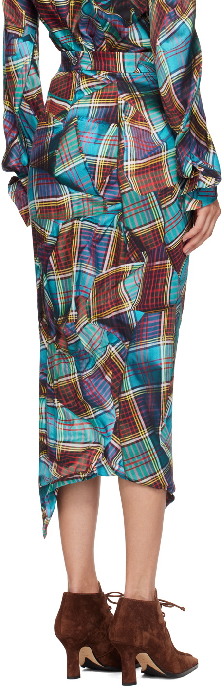 Vivienne Westwood Blue & Red Side Panther Midi Skirt Vivienne Westwood