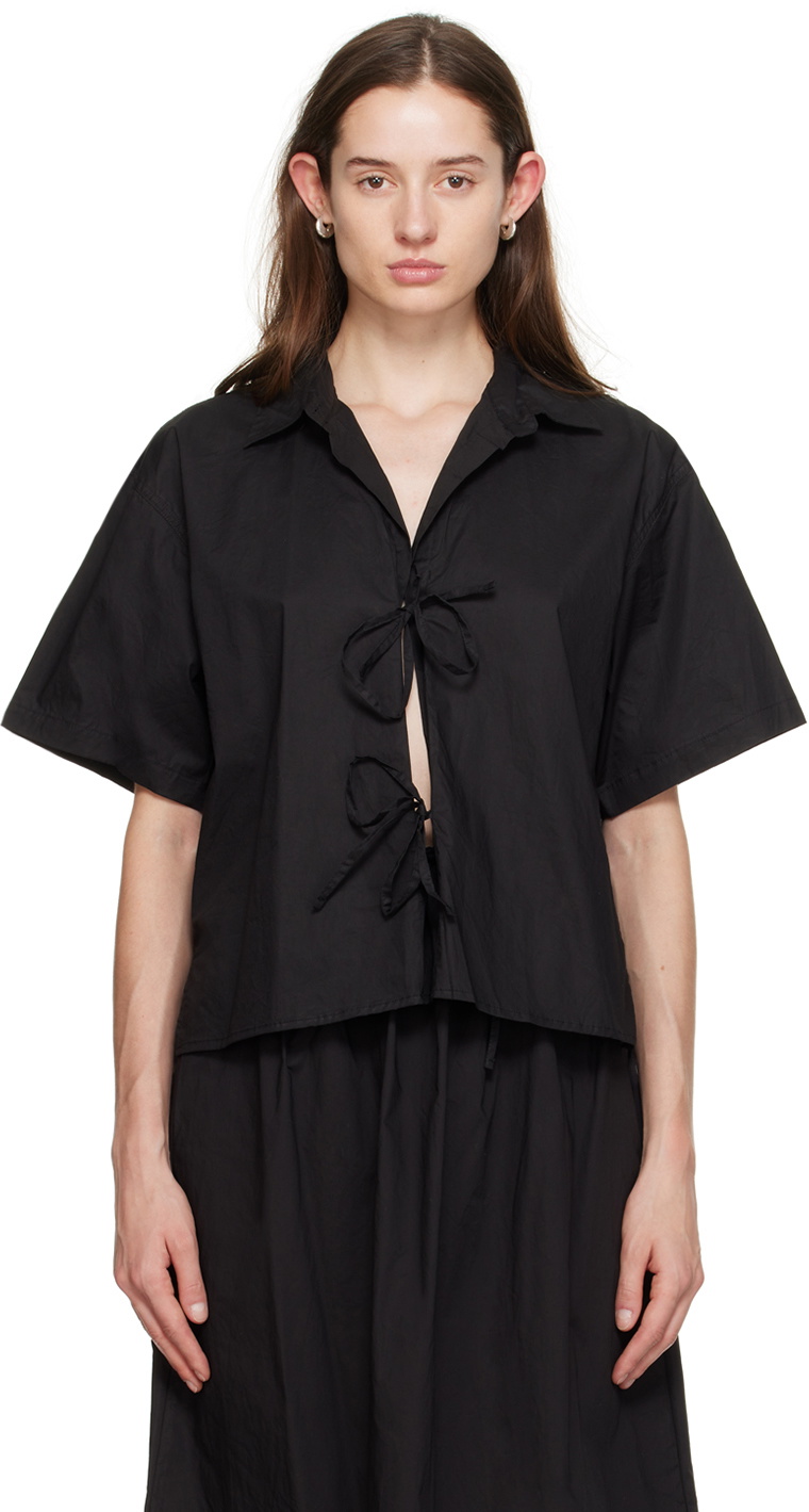 Deiji Studios Black 'The Tie Up' Shirt Deiji Studios