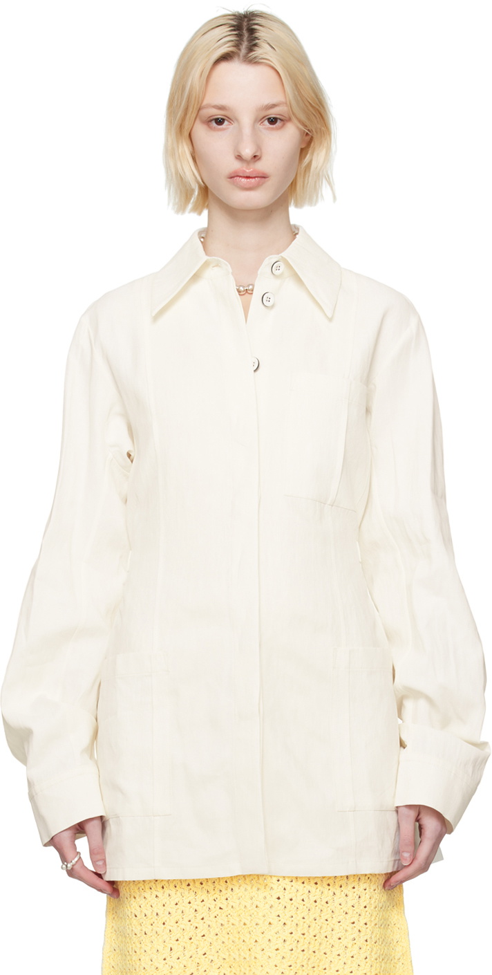 Jil Sander White Pointed Collar Jacket Jil Sander