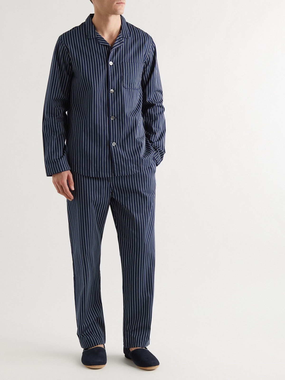 DEREK ROSE - Royal Striped Cotton Pyjama Set - Blue Derek Rose