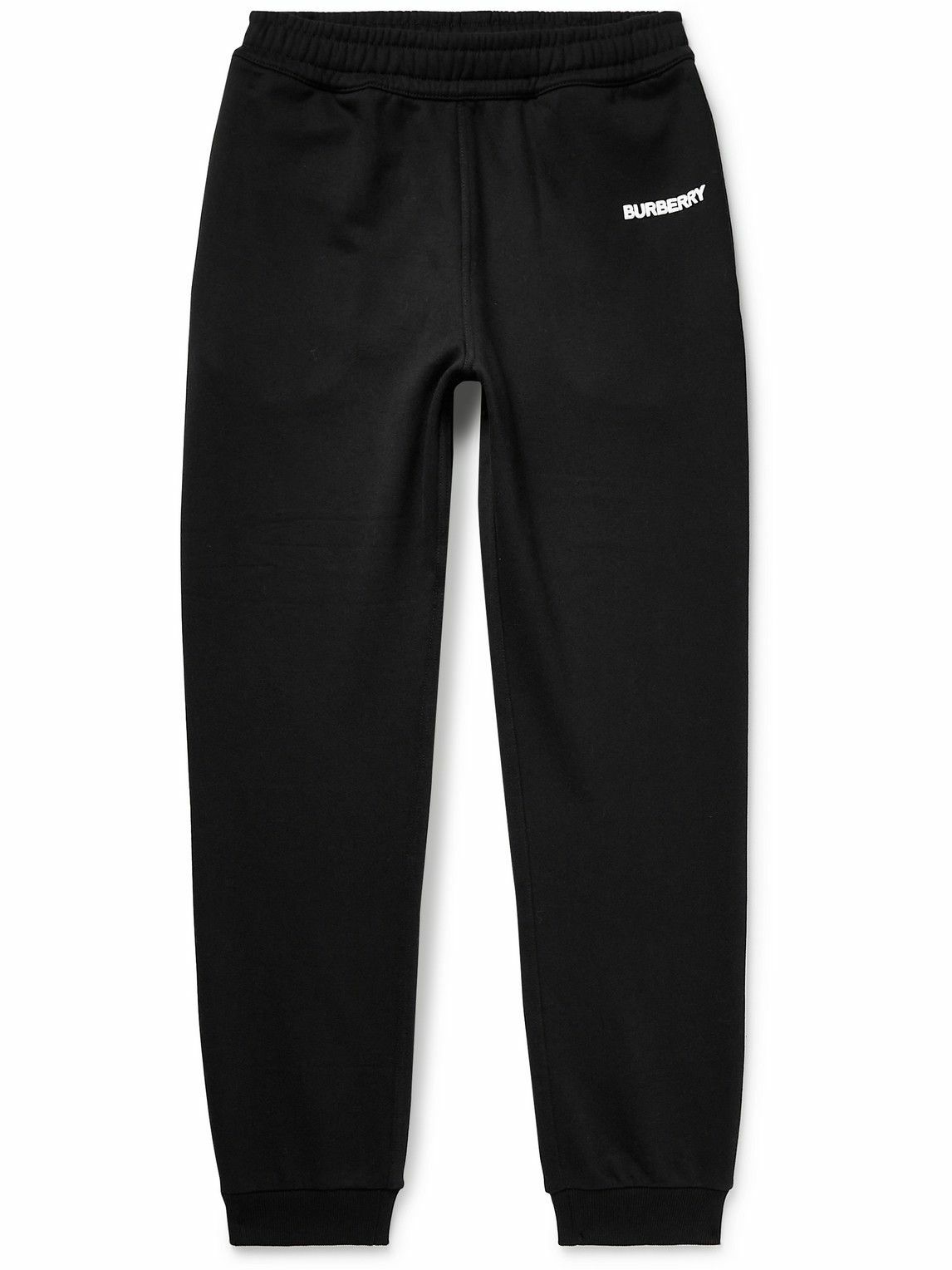 Burberry - Tapered Logo-Print Cotton-Jersey Sweatpants - Black Burberry