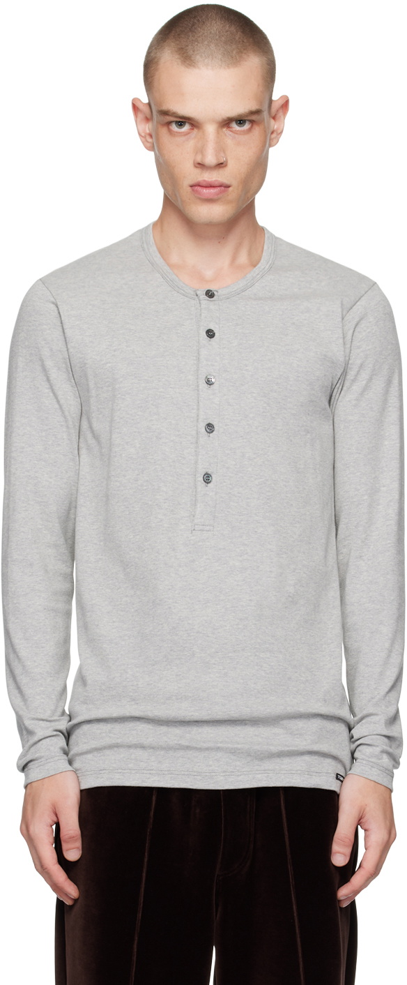 TOM FORD Gray Cotton Henley TOM FORD