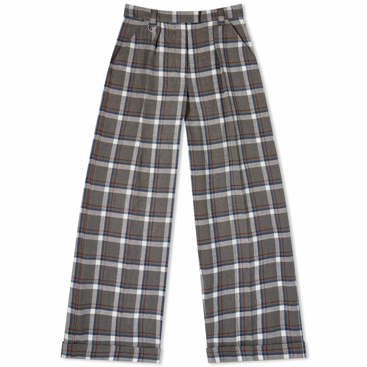 Kenzo Women's Tailored Wide Leg Checked Pant in Misty Grey Kenzo