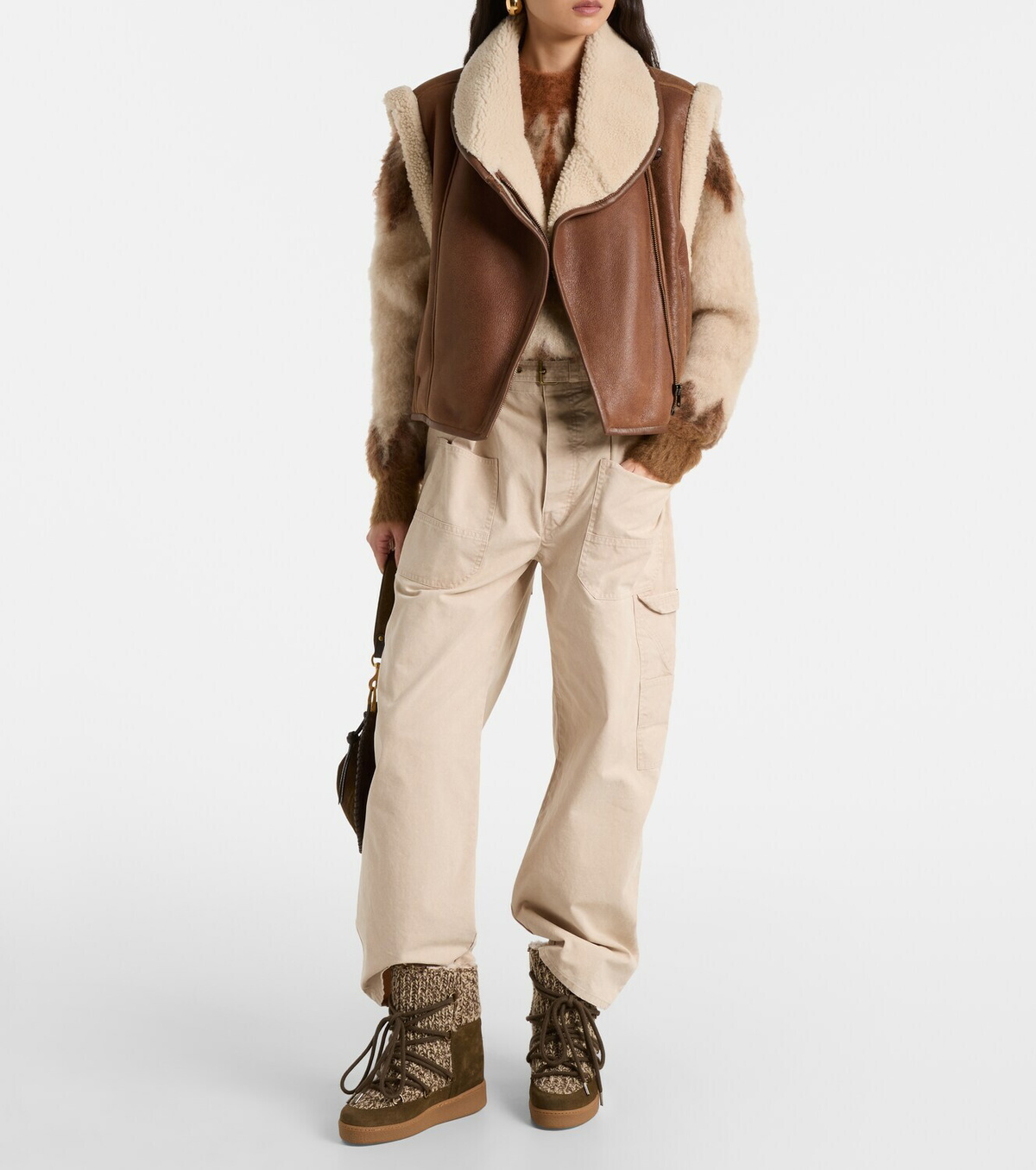 Isabel Marant Alime shearling-trimmed leather vest Isabel Marant