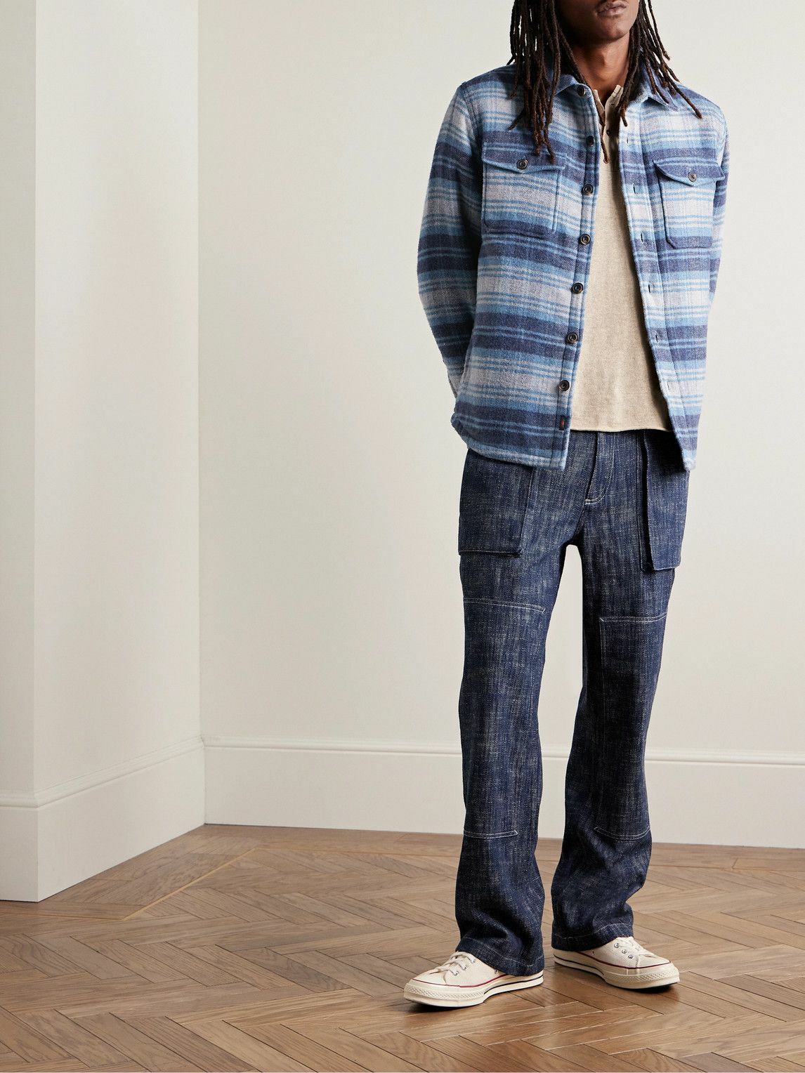 Faherty - CPO Fleece-Lined Checked Cotton and Wool-Blend Overshirt ...