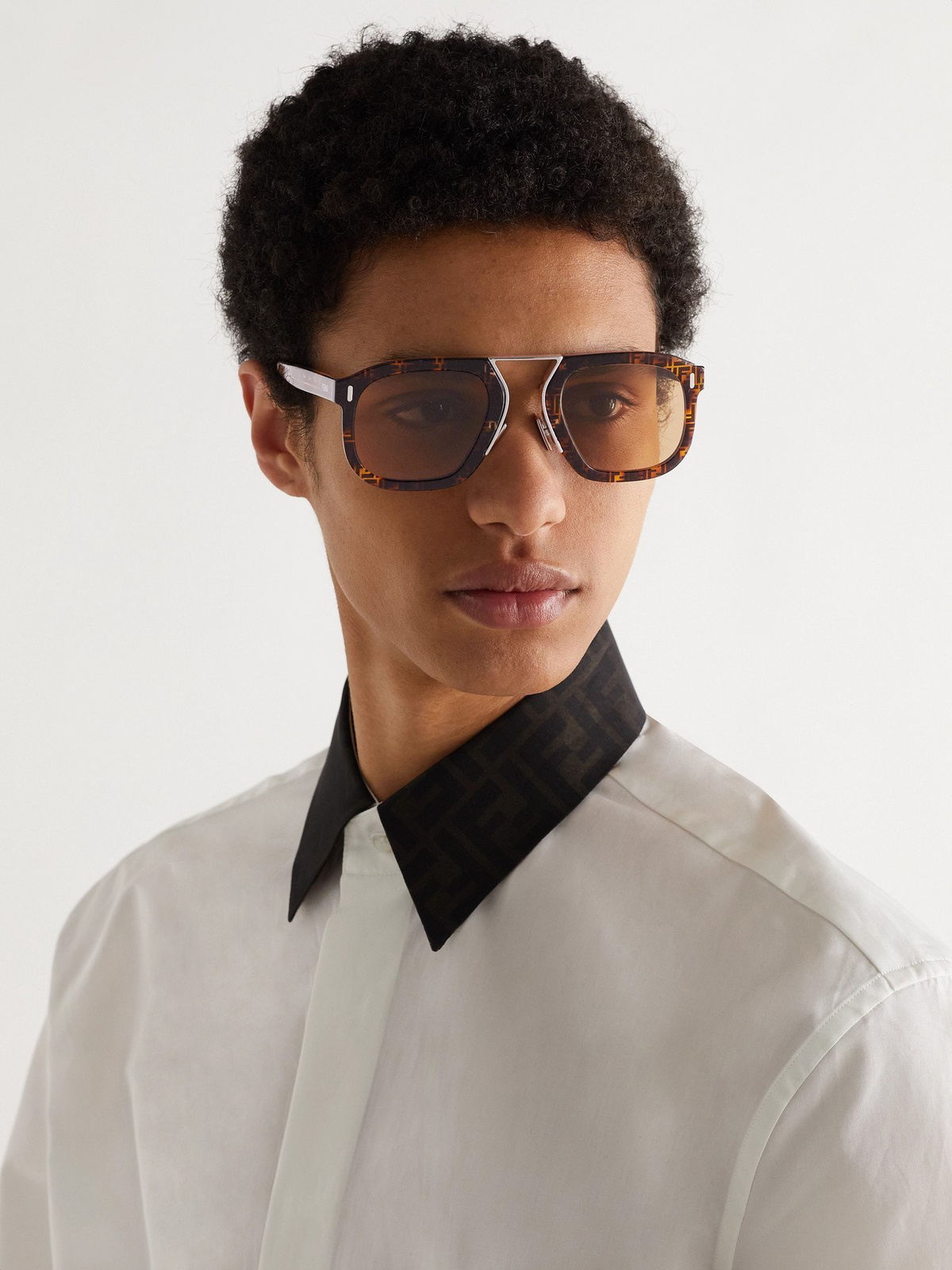 FENDI - Square-Frame Acetate and Silver-Tone Sunglasses Fendi