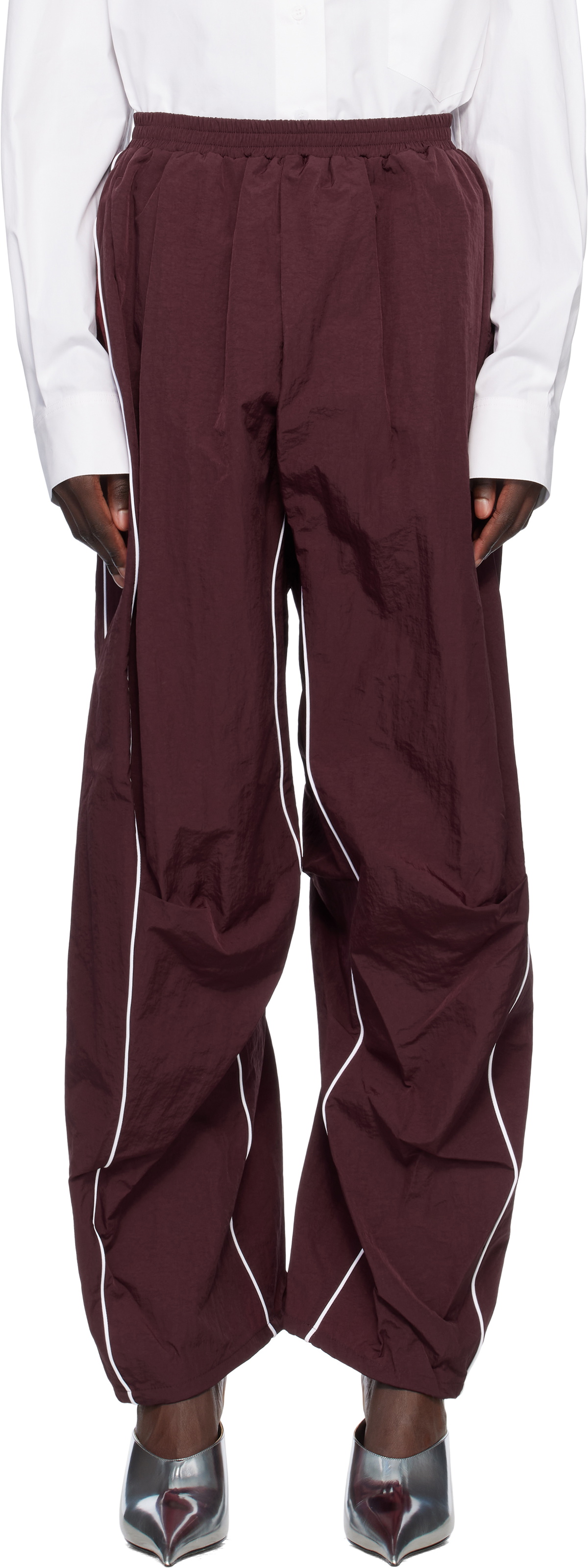 Pushbutton Red Piping Detail Tucked Track Pants Pushbutton