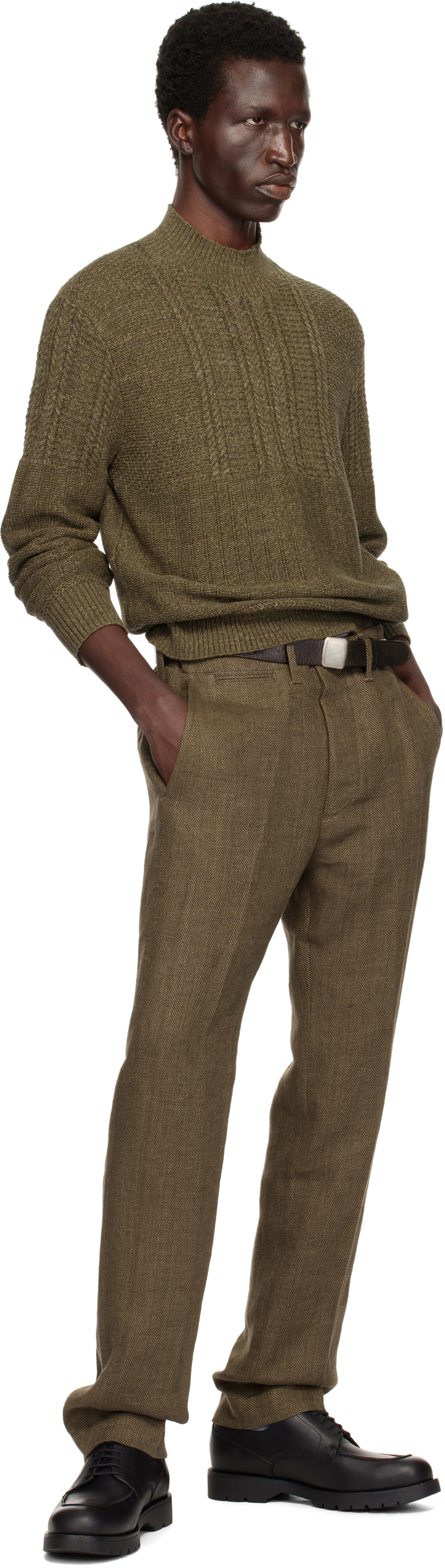 RRL Green Cotton Mockneck Sweater RRL