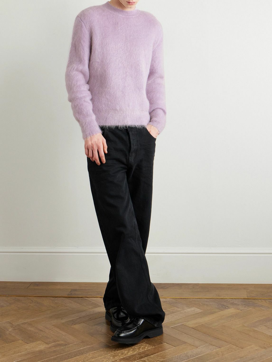 SAINT LAURENT - Slim-Fit Mohair-Blend Sweater - Purple Saint Laurent