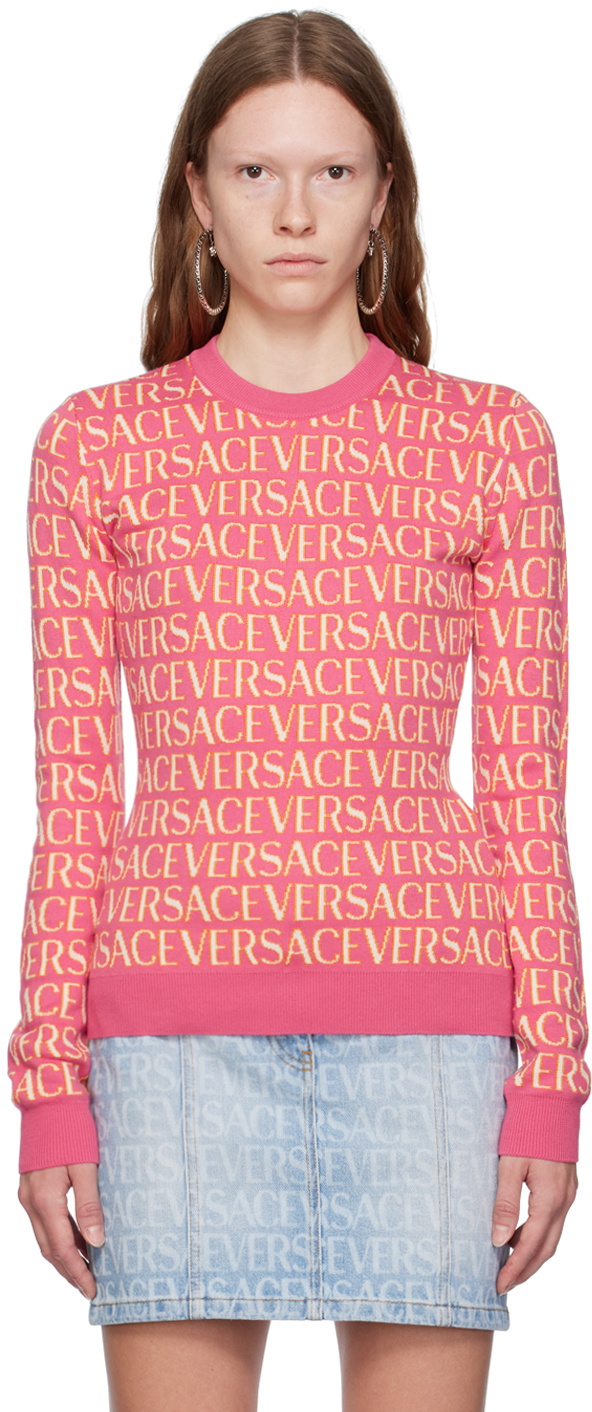 Versace Pink Jacquard Sweater Versace