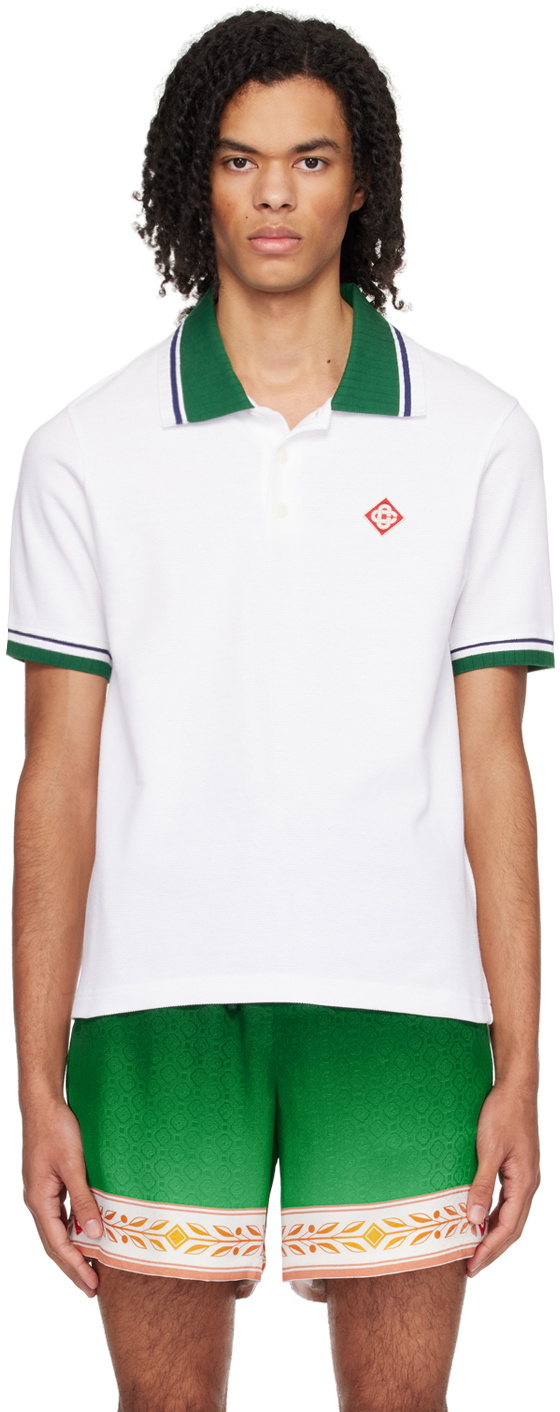 Casablanca White Textured Polo Casablanca