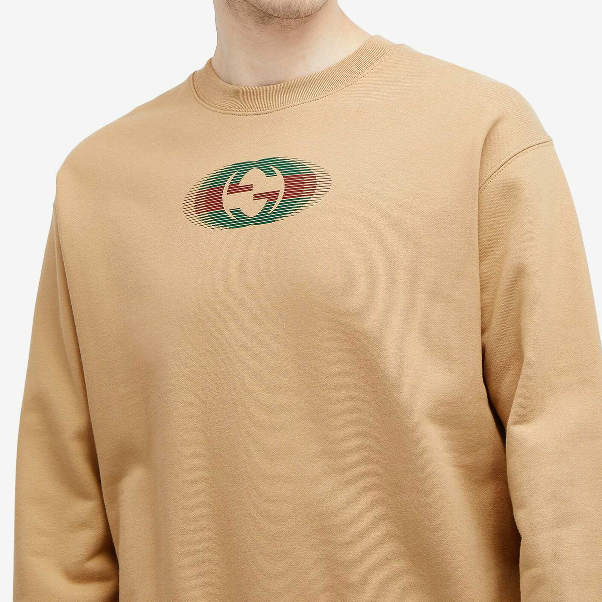 Gucci Men's Back Logo Crew Neck Sweatshirt in Camel Gucci