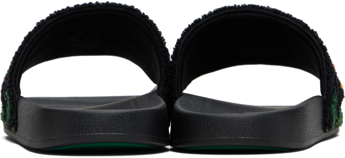 Casablanca Black Embroidered Terry Slides Casablanca