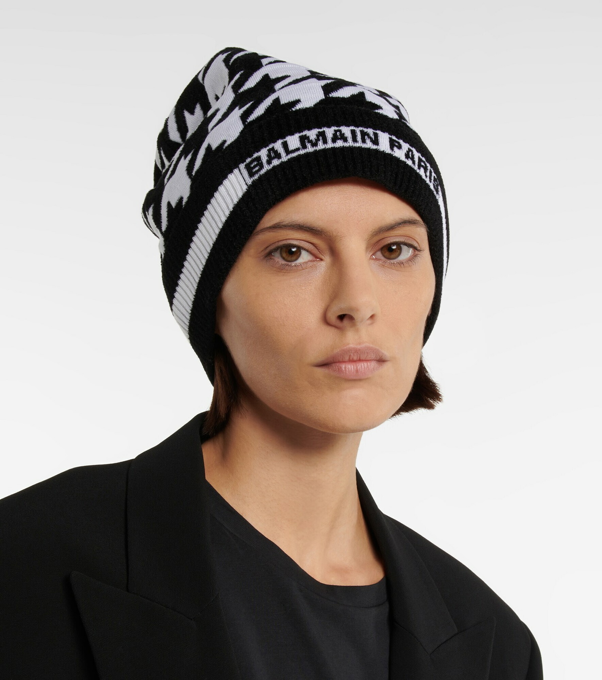 Balmain - Houndstooth jacquard wool-blend beanie Balmain