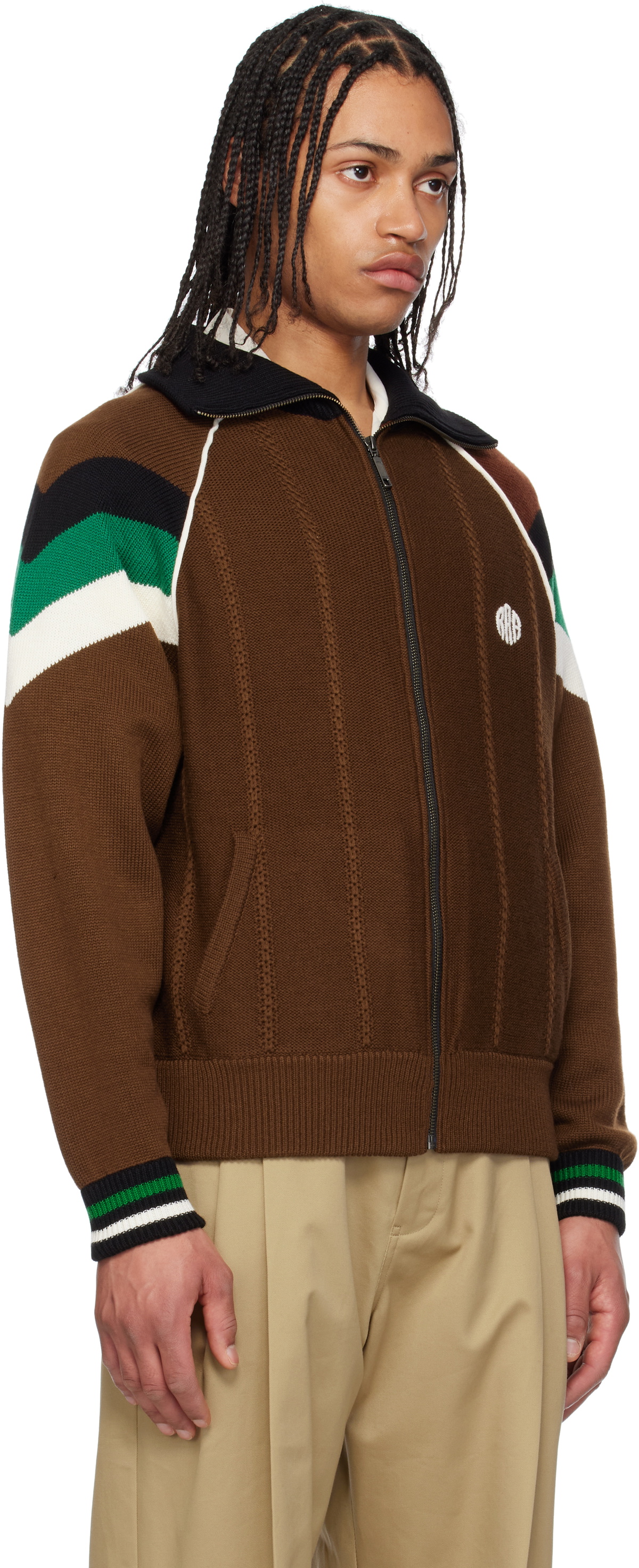 RICE NINE TEN Brown Knitting Track Jacket RICE NINE TEN