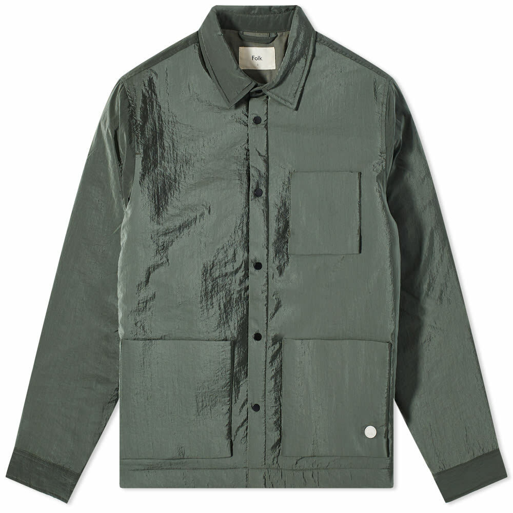 Folk Men's Nylon Padded Assembly Jacket in Olive Nylon Texture Folk