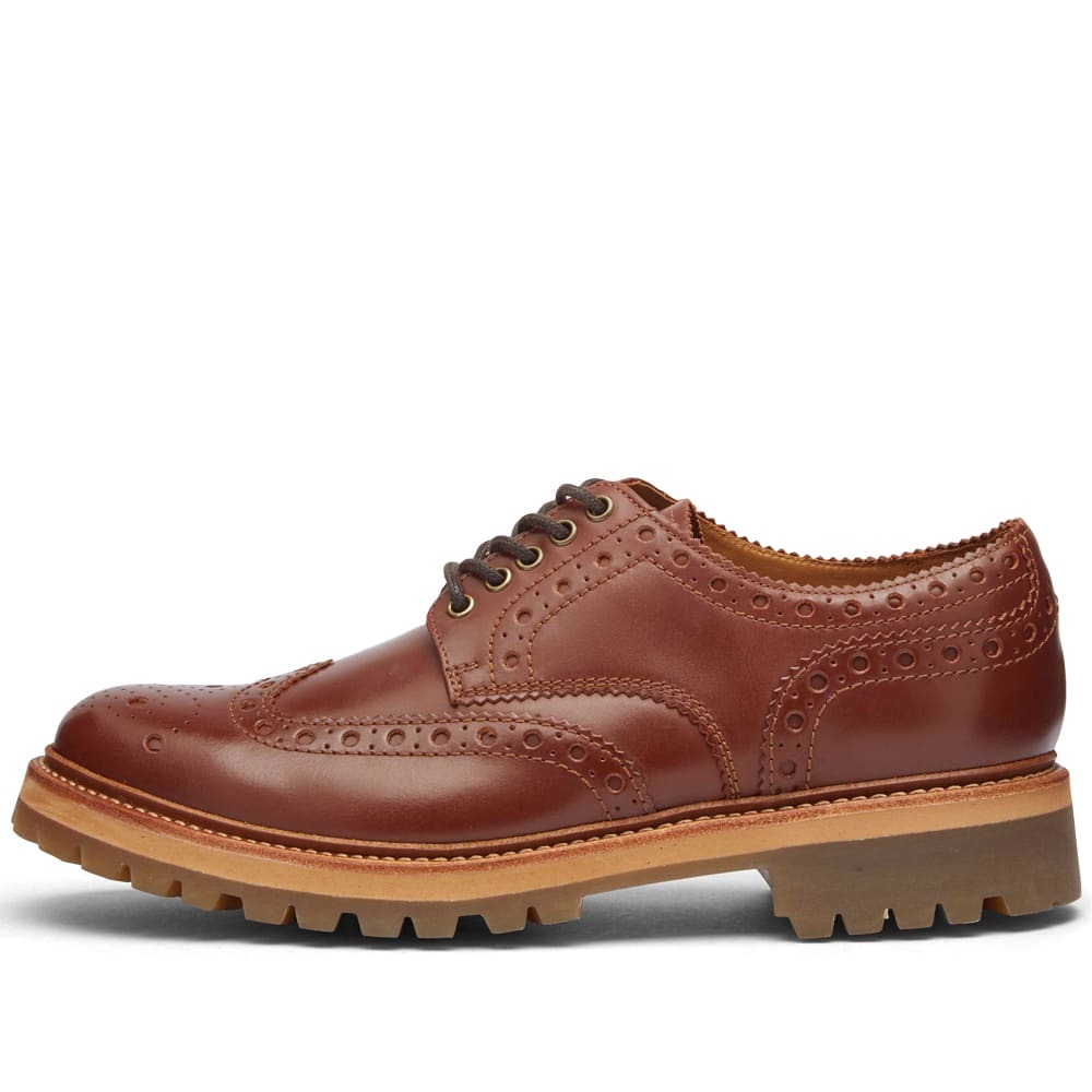 Grenson Men's Archie Vibram Commando Sole Brogue in Tan Colorado Grenson