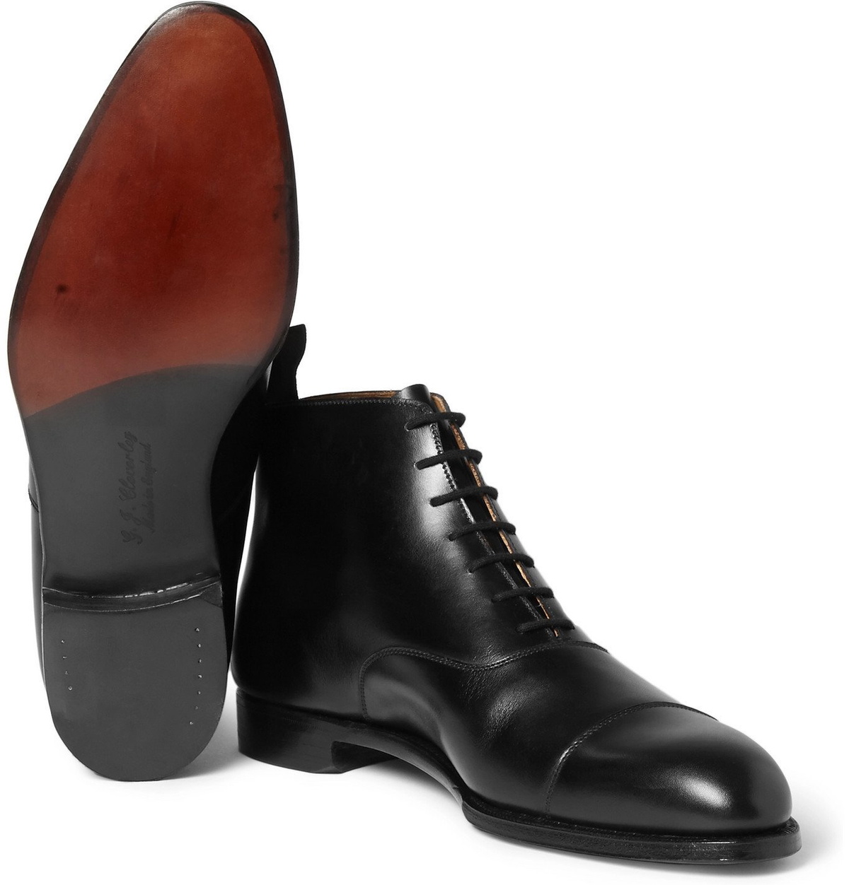 George Cleverley - William Cap-Toe Cotswold Grain Leather Boots - Black ...