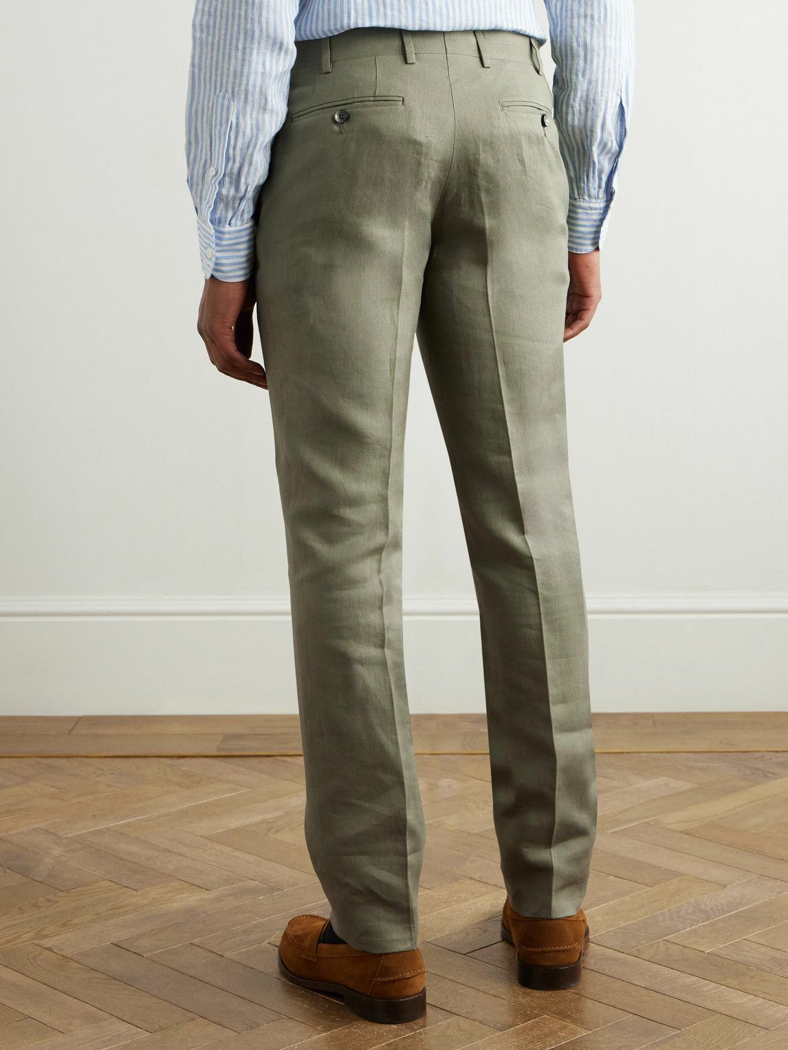 Canali - Slim-Fit Linen Suit Trousers - Green Canali