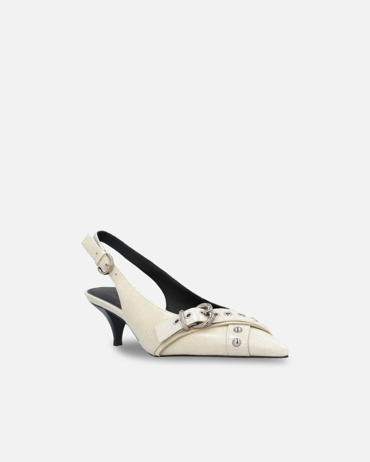 Pinko Heeled Leather Slingbacks With Buckle Egg Pinko