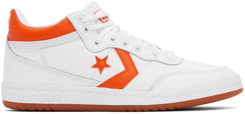 Converse White & Orange CONS Fastbreak Pro Mid Top Sneakers Converse