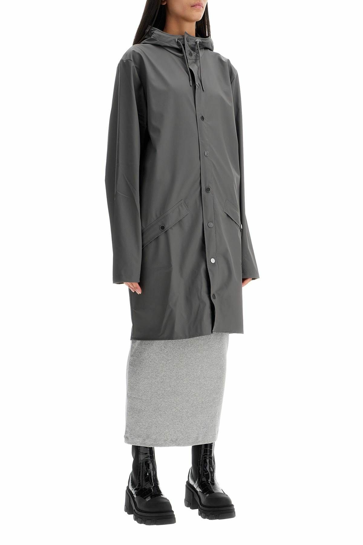 RAINS unisex long rain jacket Grey Rains