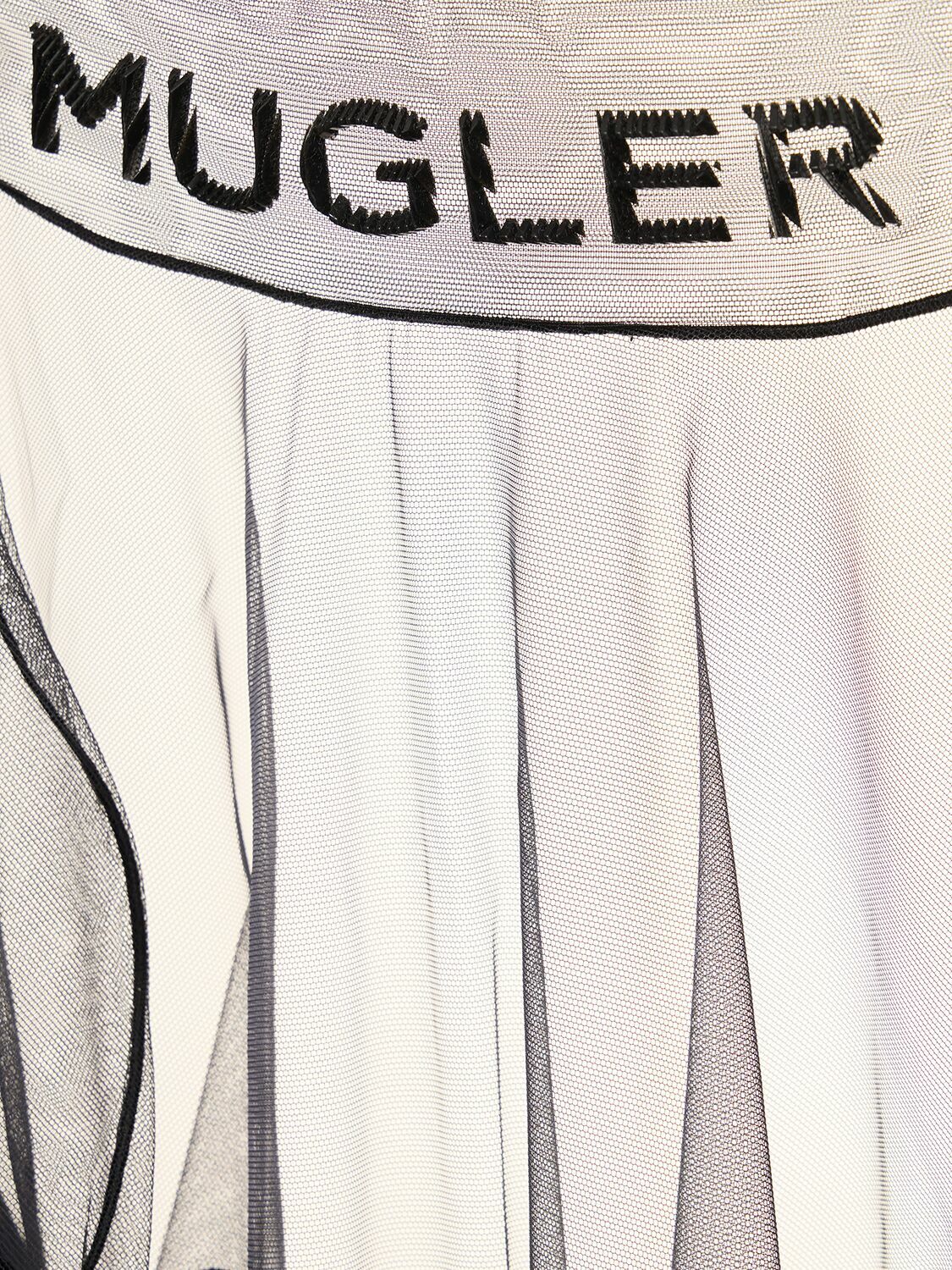 MUGLER - Sheer Tulle Turtleneck Bodysuit Mugler