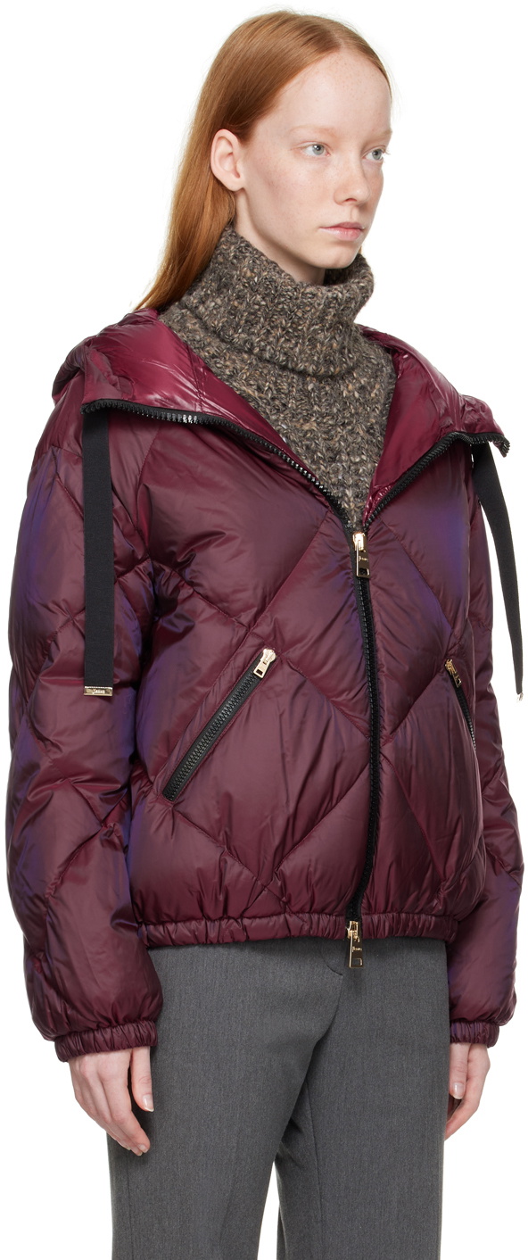 Herno Purple Diamond Quilt Bomber Down Jacket Herno