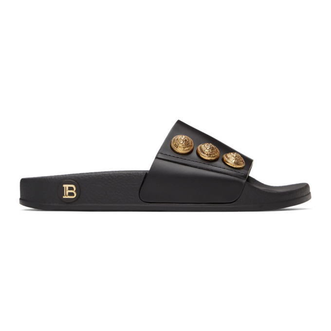 Balmain Black Symi Slides Balmain