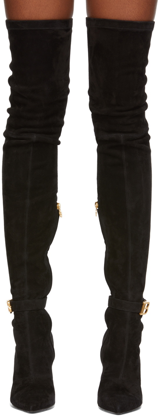 Balmain Black Raven Over-The-Knee Boots Balmain