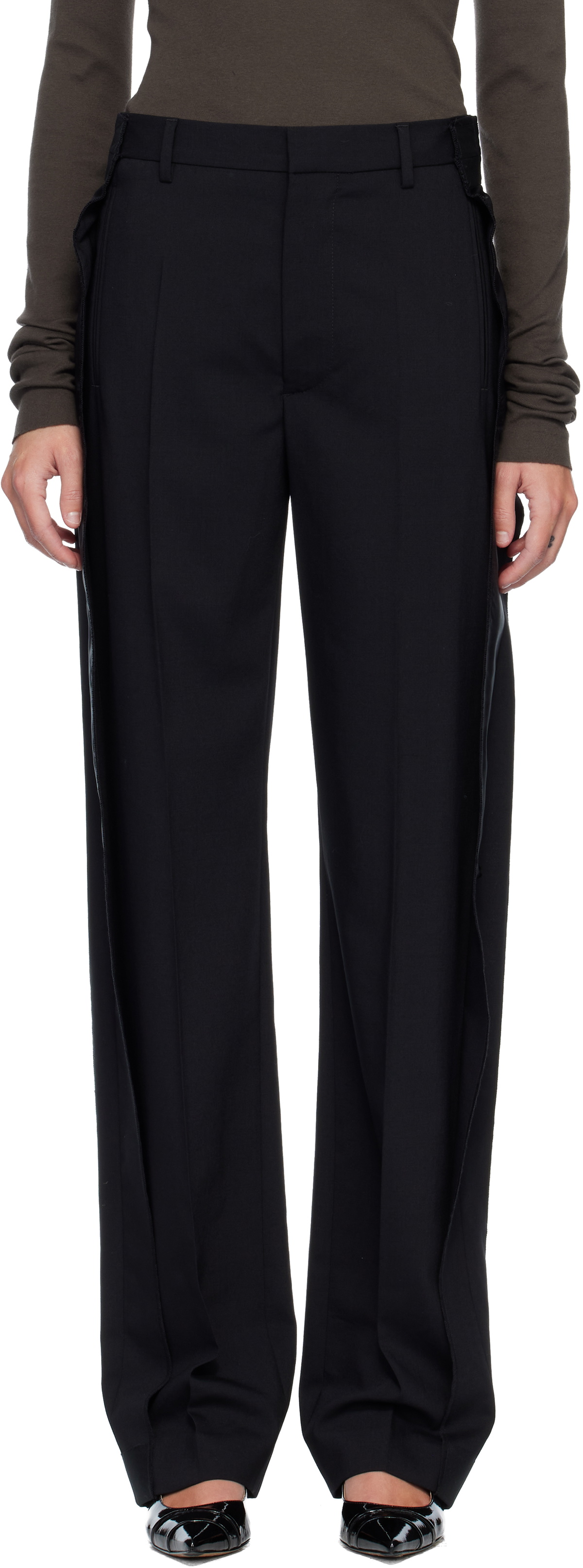 MM6 Maison Margiela Black Fluid Wool Tailoring Trousers MM6 Maison Margiela