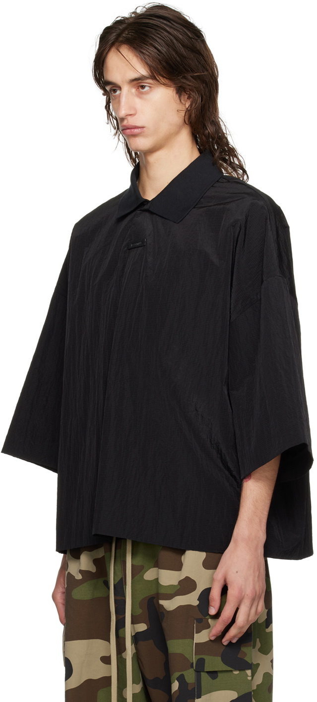 Fear of God ESSENTIALS Black Logo Patch Polo Fear Of God Essentials