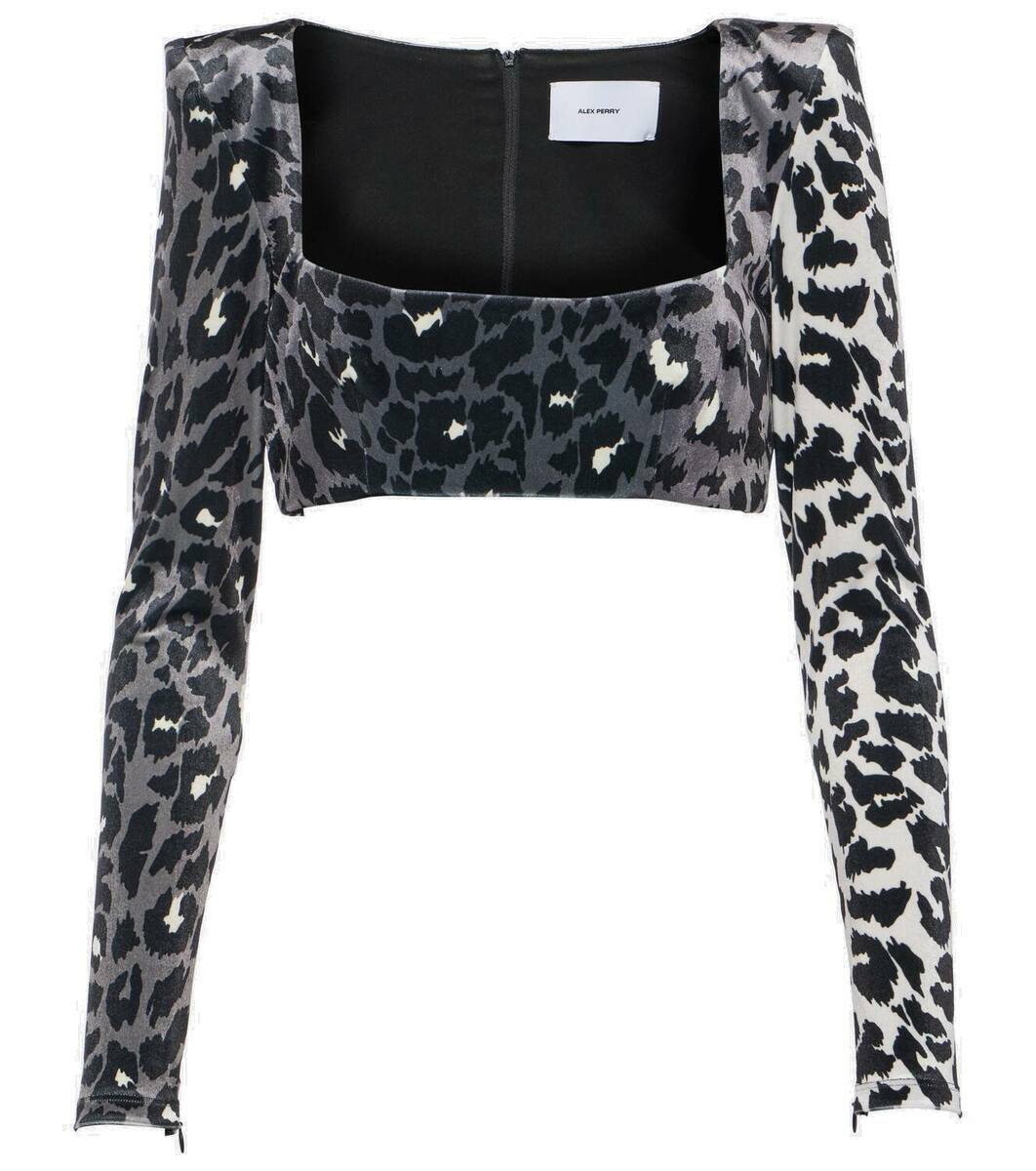 Alex Perry Leopard-print velvet crop top Alex Perry