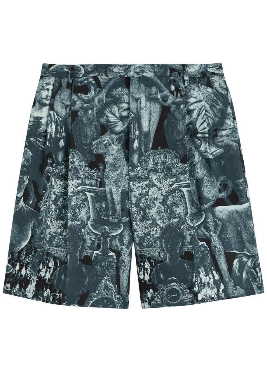 Givenchy Printed Silk-twill Shorts Black Givenchy