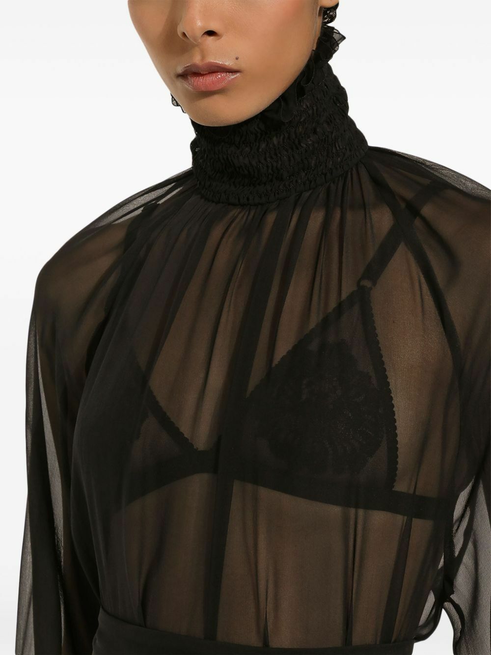 Dolce & Gabbana Black Semi-Sheer Silk Blouse Dolce & Gabbana
