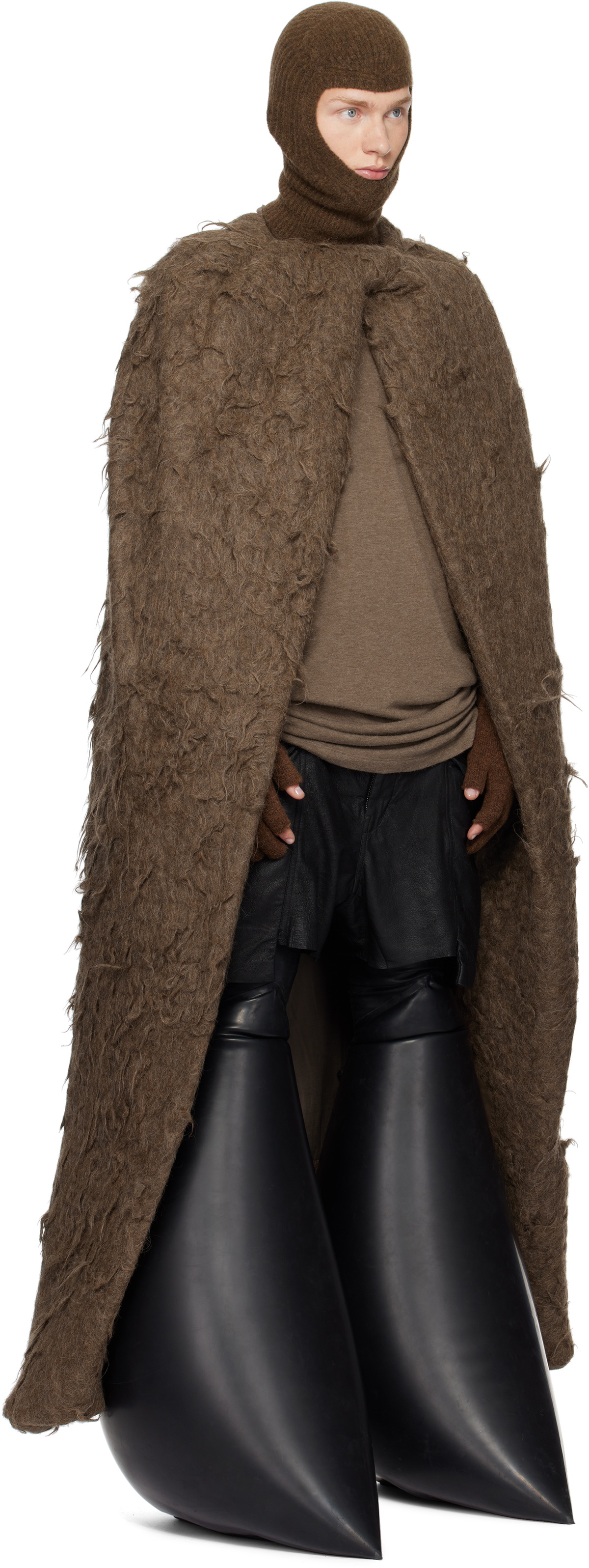 Rick Owens Brown Porterville Masto Cape Coat Rick Owens