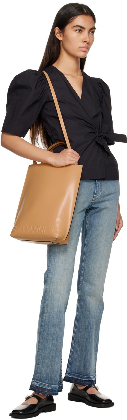 GANNI Tan Medium Banner Tote GANNI