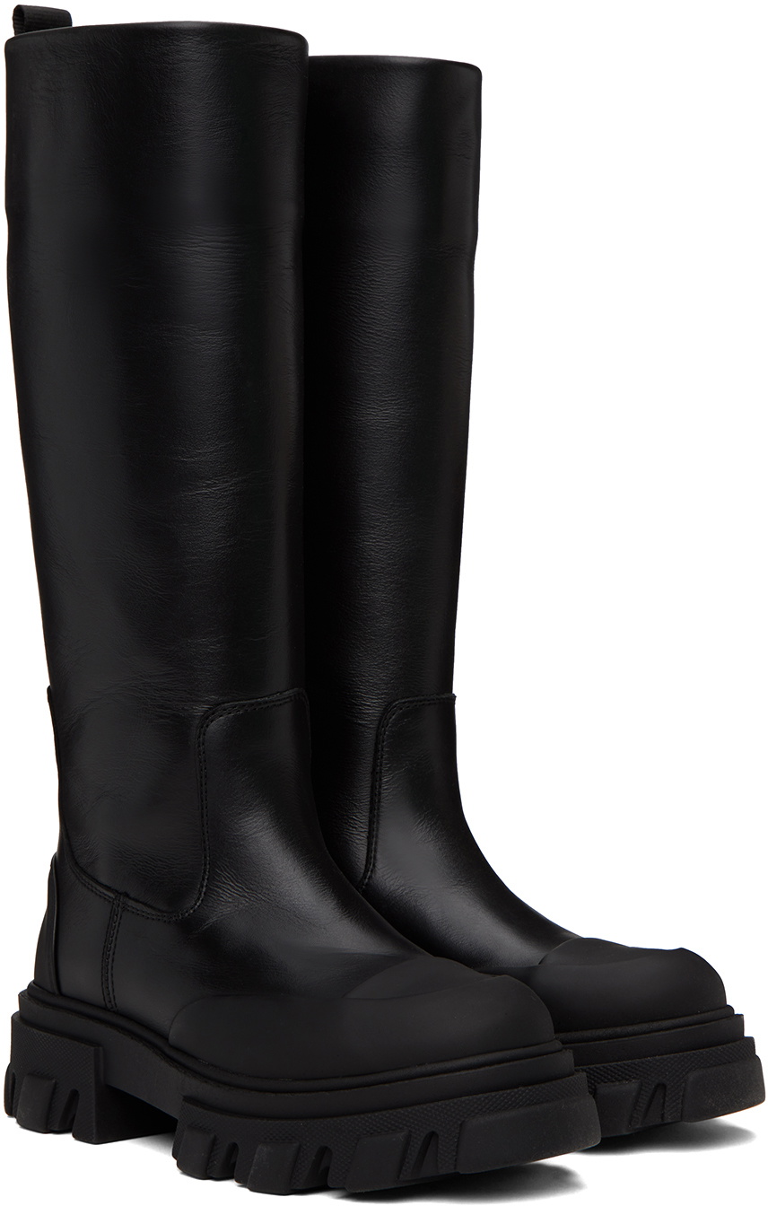 GANNI Black Cleated Tubular Boots GANNI