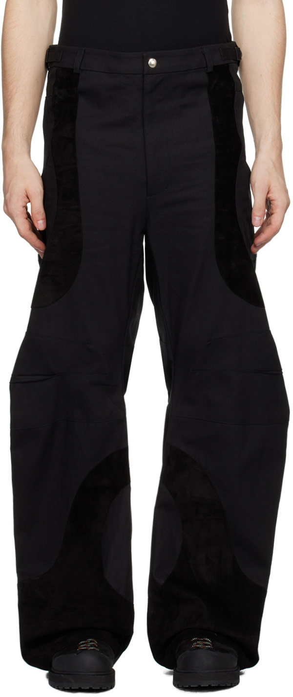 CMMAWEAR Black Articulated Dart Trousers CMMAWEAR
