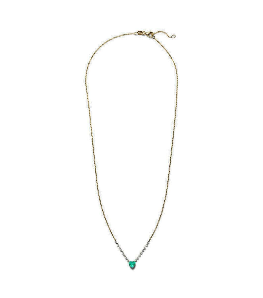 Roxanne First Heart 18kt gold necklace with diamonds and emerald ...