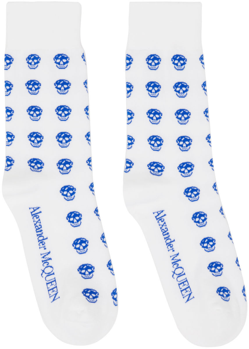 Alexander McQueen White & Yellow Skull Socks Alexander McQueen