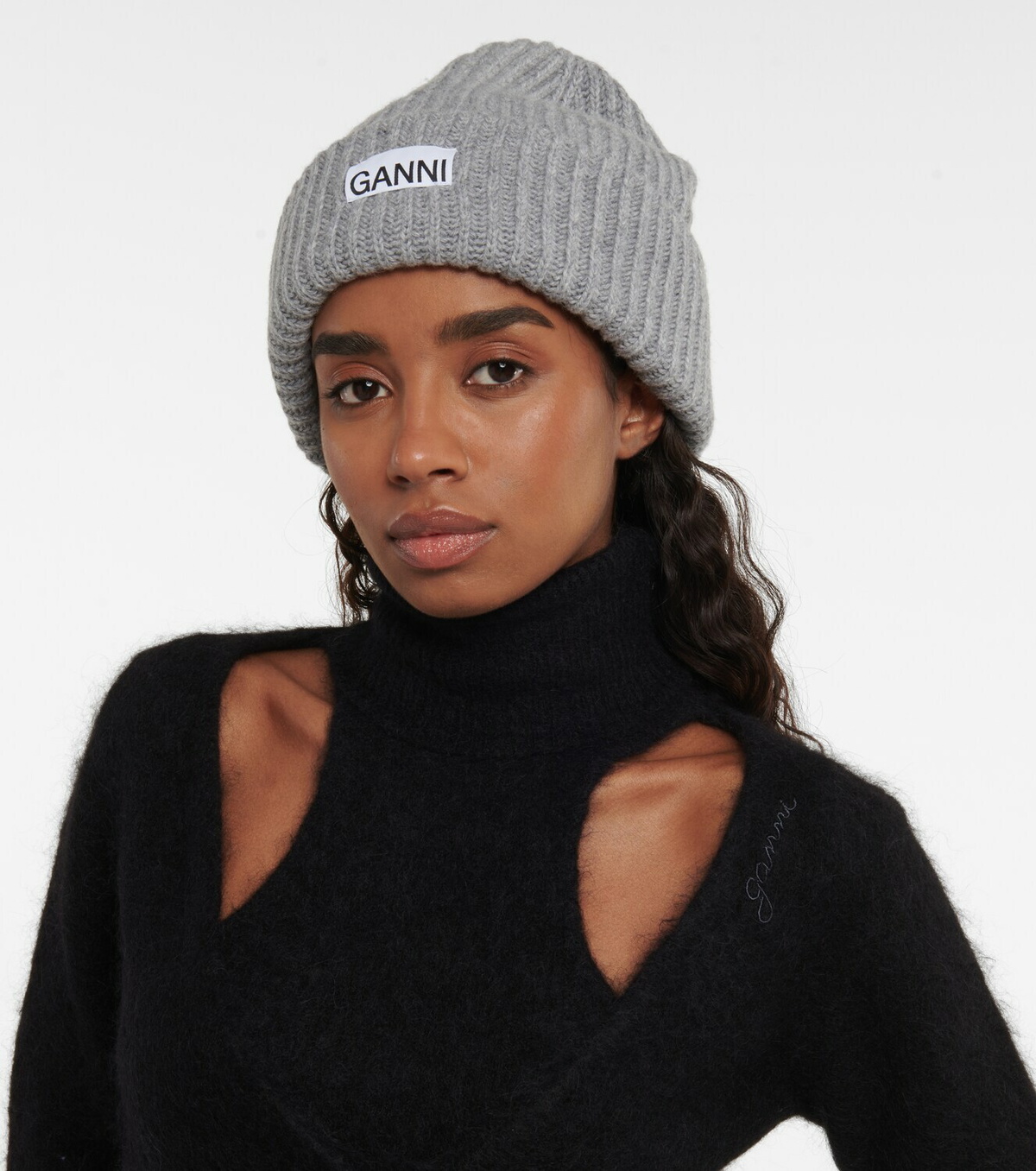 Ganni - Ribbed-knit wool-blend beanie GANNI