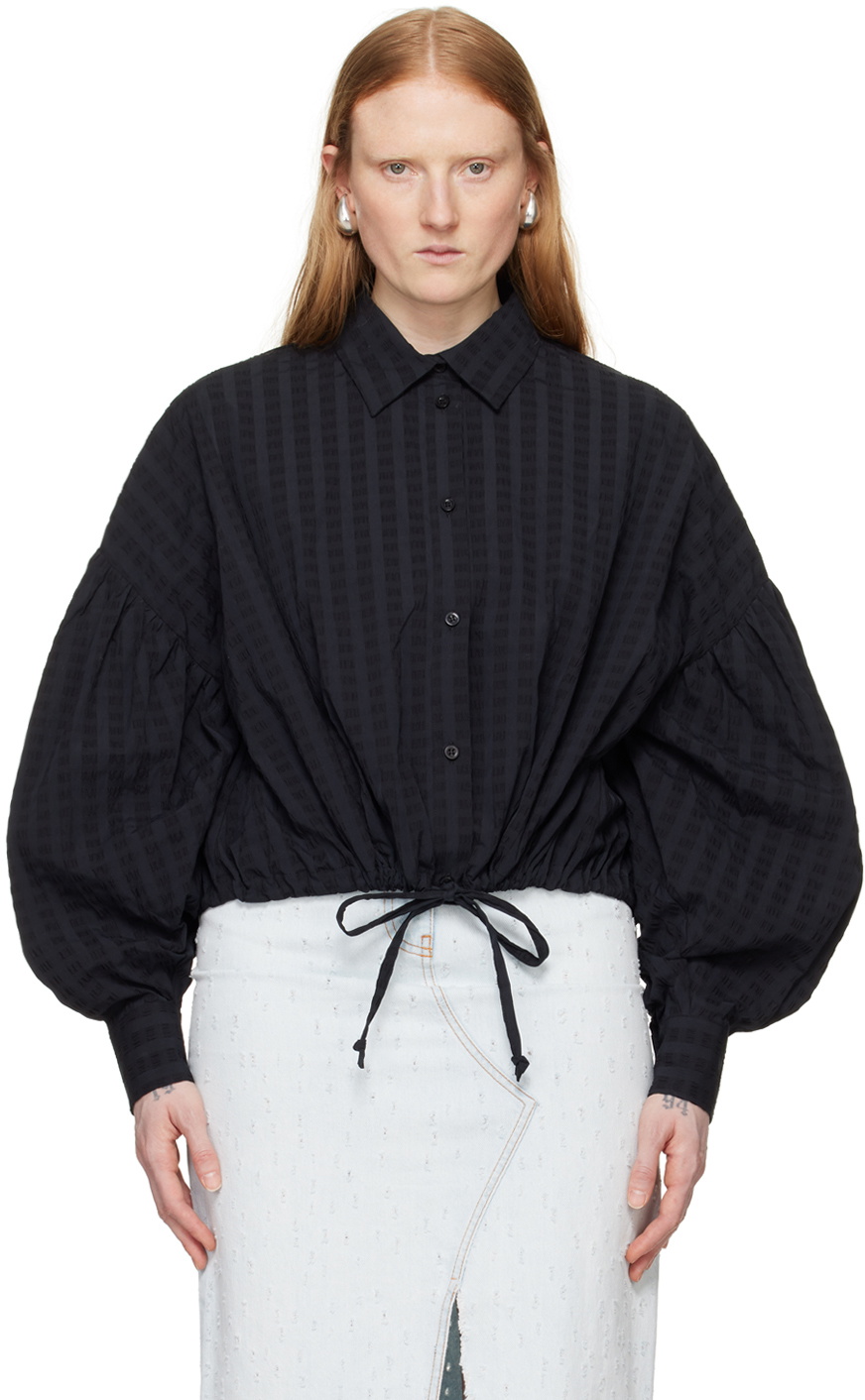 MSGM Black Drawstring Shirt MSGM